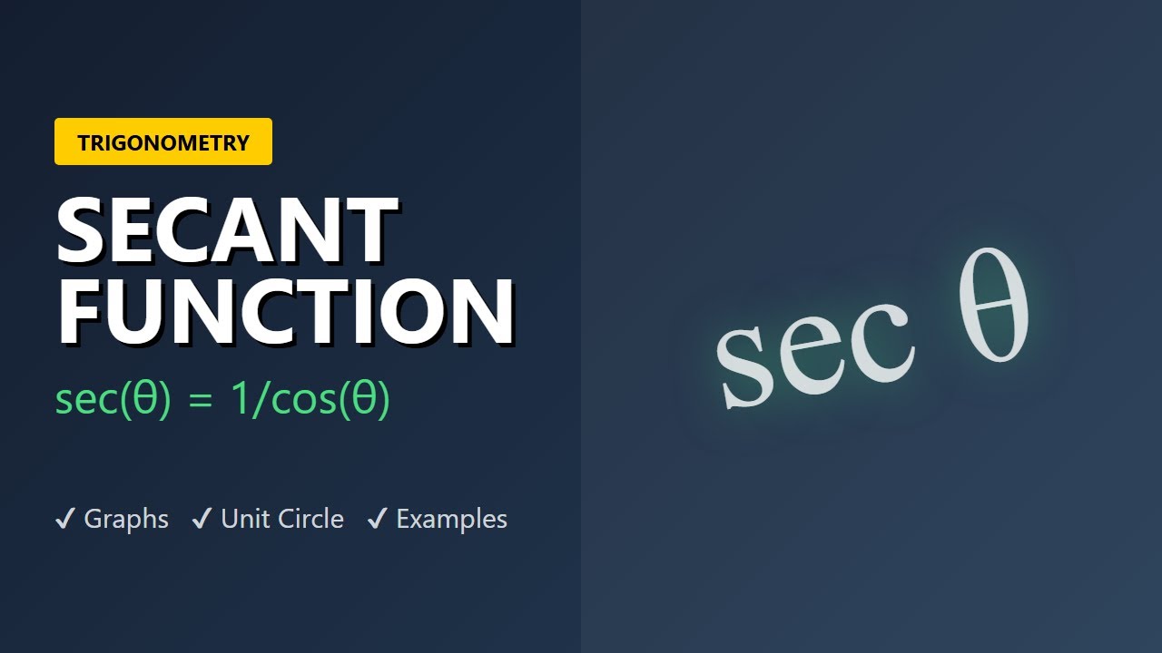 Secant Function (sec) Explained: Reciprocal of Cosine & Geometry - YouTube
