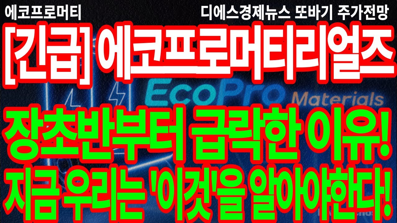 에코프로머티 에코프로머티리얼즈주가전망 긴급 에코프로머티리얼즈 장초반부터 급락한 이유 지금 우리는 이것을 알아야한다