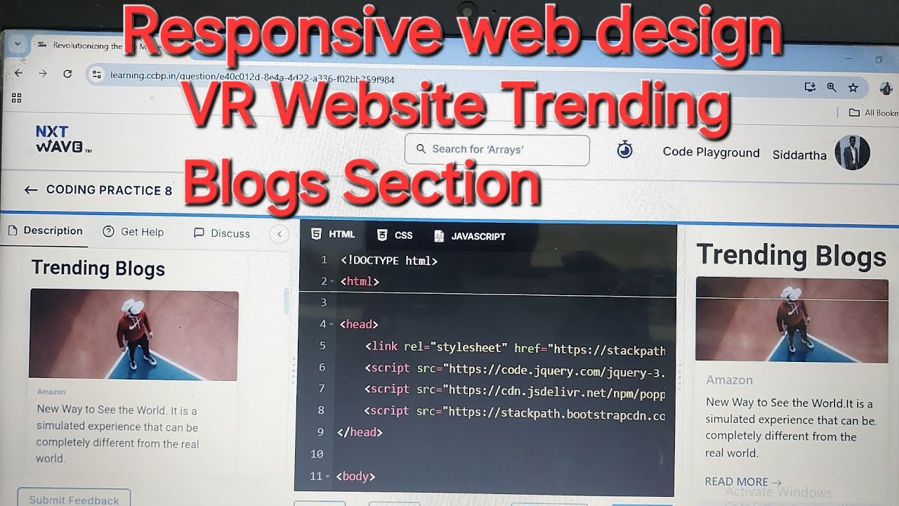 VR Website Trending Blogs Section Coding Practice-8 | CCBP | NXTWAVE | HTML,CSS,BOOTSTRAP ...