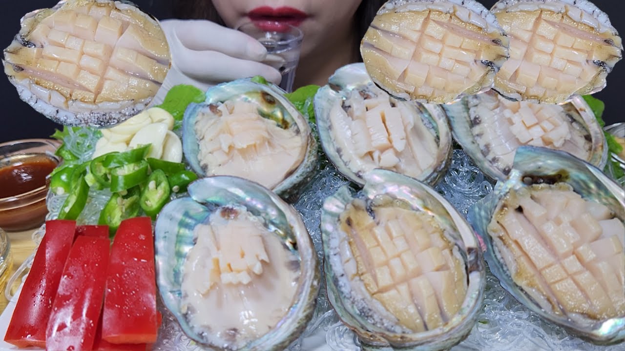 ASMR SEA FOOD ABALONE 활전복 리얼사운드 먹방 EATING SOUND MUKBANG (with SOJU ...
