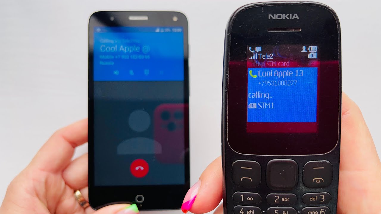Alcatel POP 4 vs Nokia 105 push-button phone / Incoming & outgoing ...