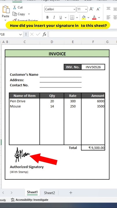 How to Insert signature in excel sheet #shorts #excelshorts #ytshorts ...