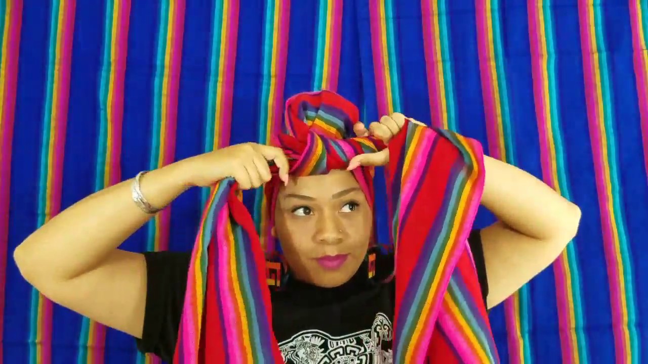 Azteca Negra Diosa Headwrap Tutorial- Top Knot - YouTube
