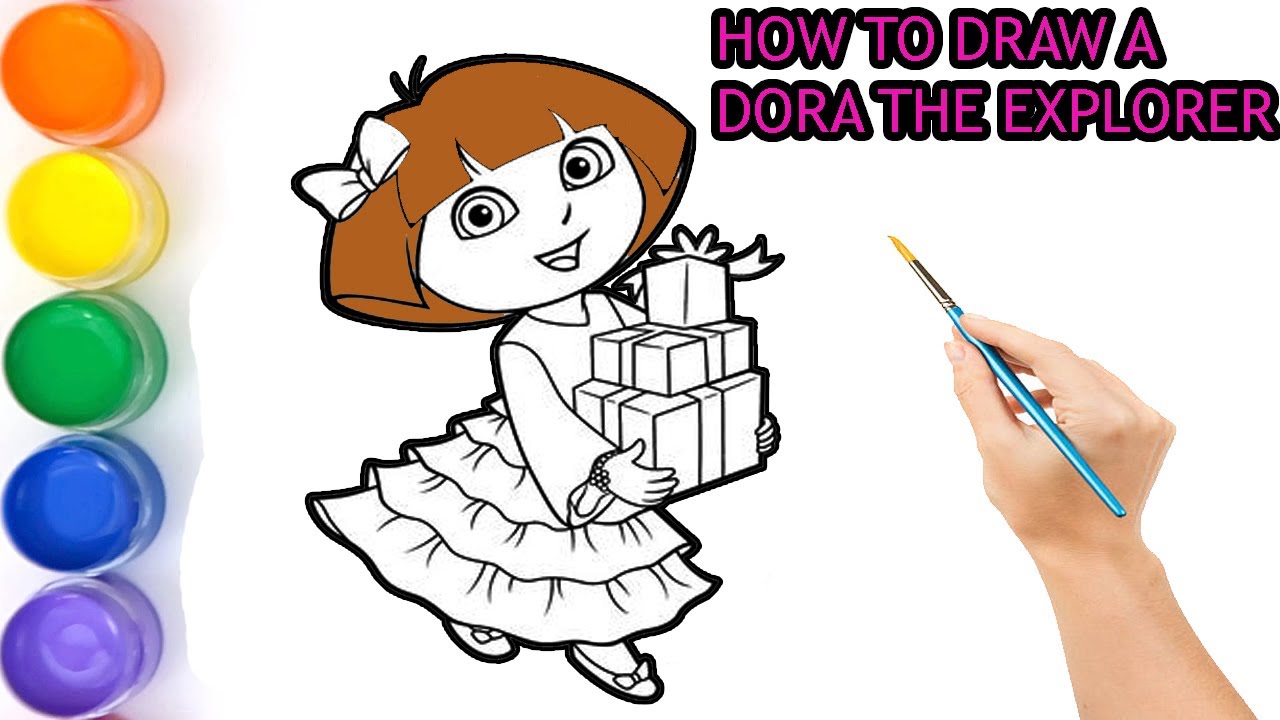 HOW TO DRAW A CARTOON CHARACTER DORA THE EXPLORER ||STEP BY STEP AND ...