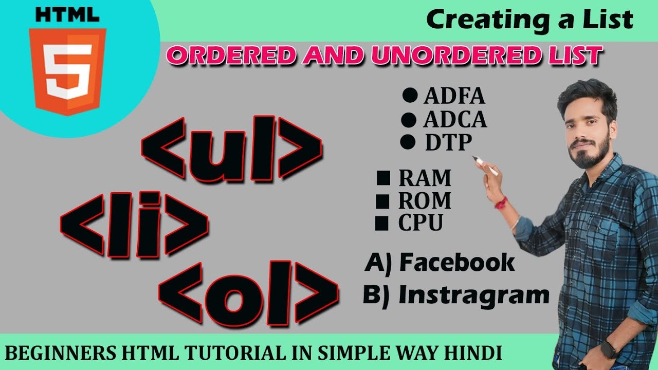 Html Tag Ol and Ul ( ordered & unordered list) |Html bullet and ...