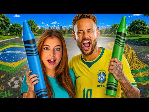 Pintamos uma RUA INTEIRA de Copa do Mundo com GIZ DE CERA GIGANTE que a gente mesmo fez!!