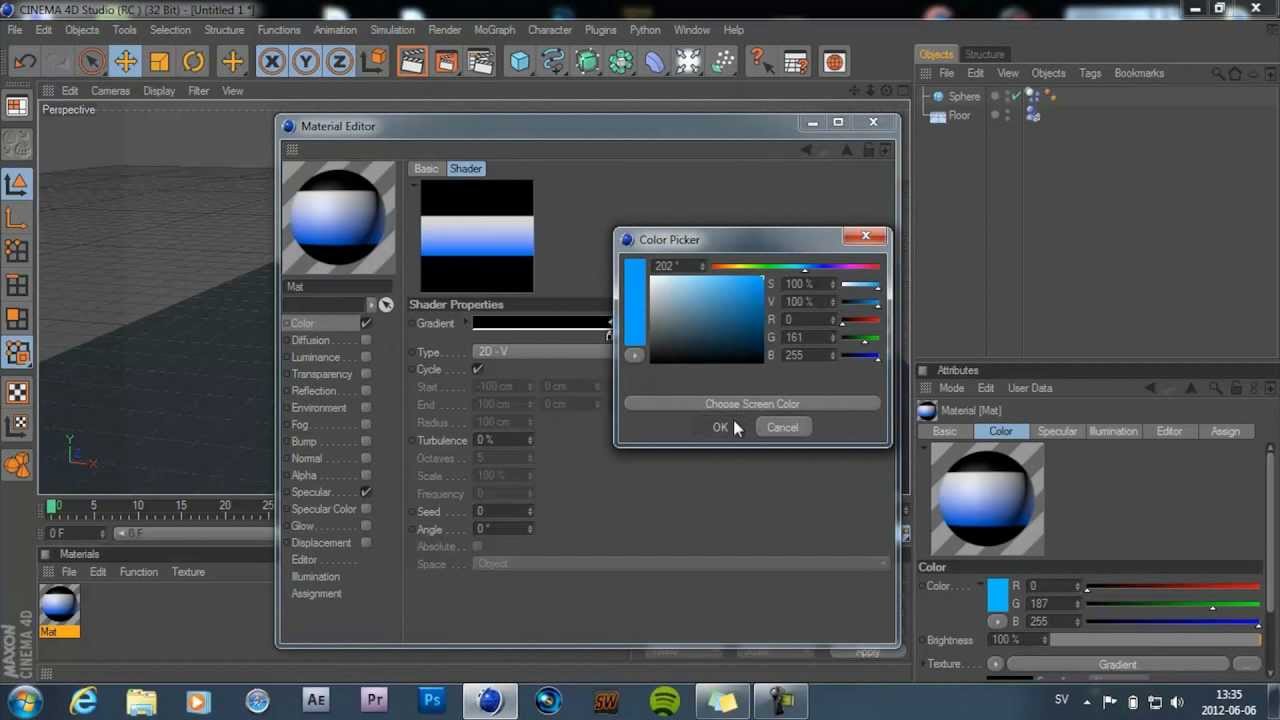 Cinema 4D : Color Changing Bouncing Balls Tutorial - YouTube
