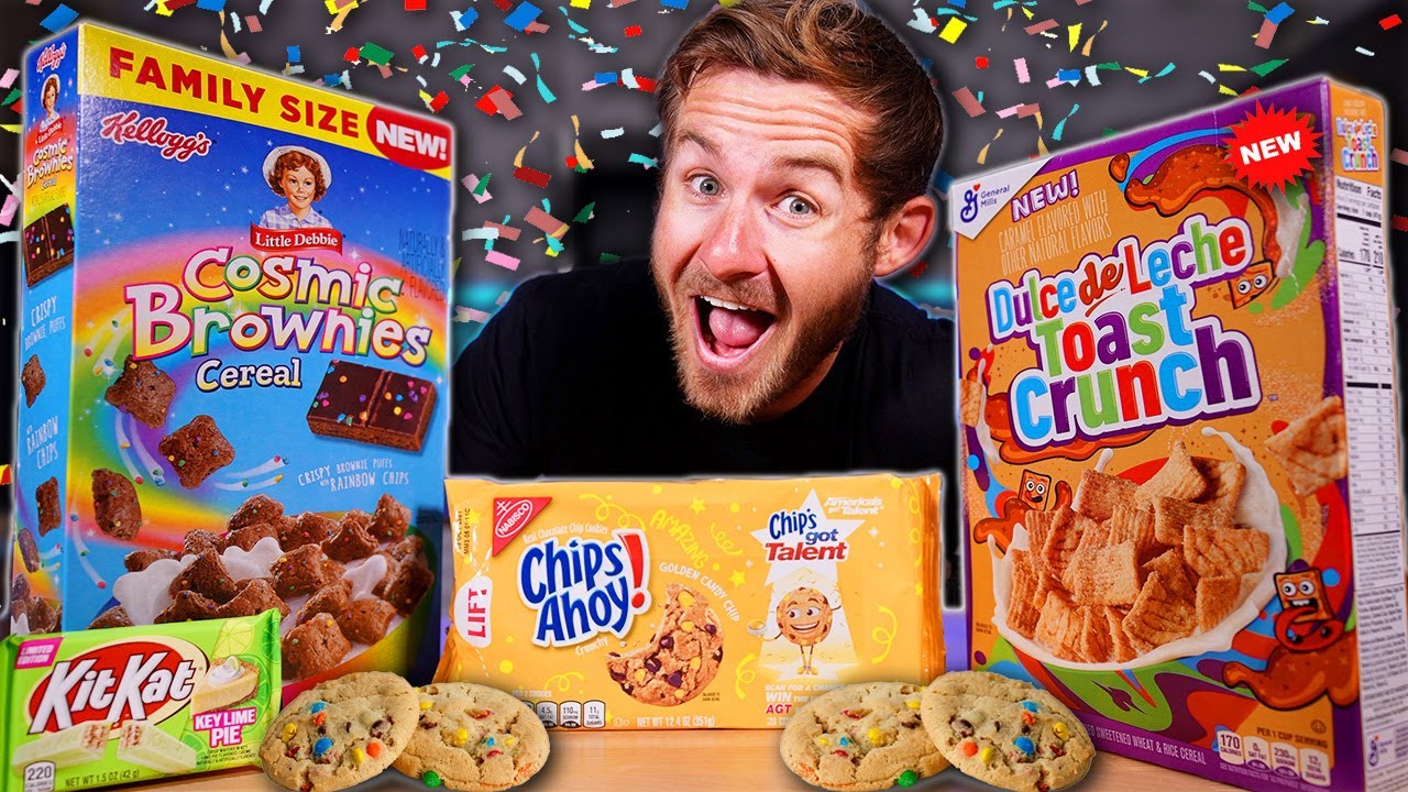 Eating ALL NEW 2021 Junk Foods! (Cereal, Cookies & More) - YouTube