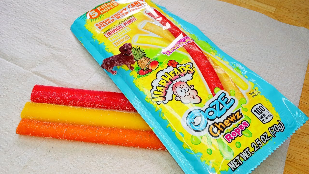 Unboxin Doxin - Warheads Tropical Ooze Chewz Ropes 5 Filled Ropes - YouTube