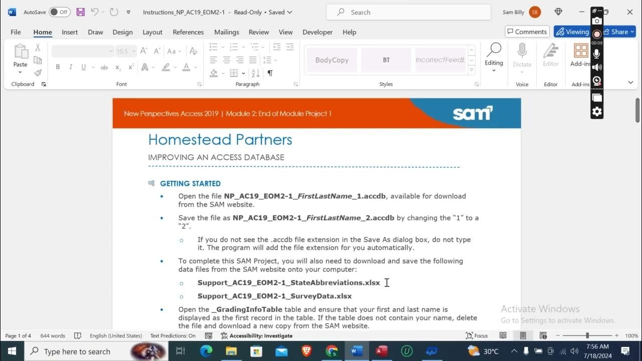 New Perspectives Access 2019 | Module 2 End of Module Project 1 | Homestead Partners - YouTube