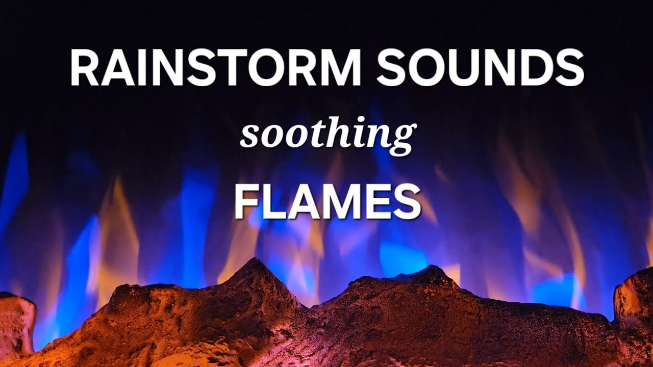 Rainstorm Sounds with soothing flames | ASMR - YouTube