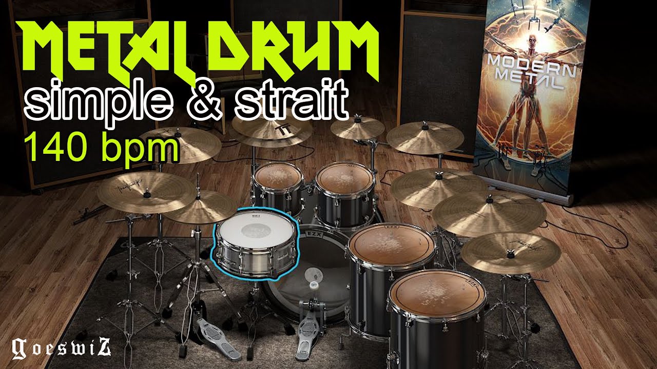 Simple & Strait Metal Drum Track 140 bpm - YouTube