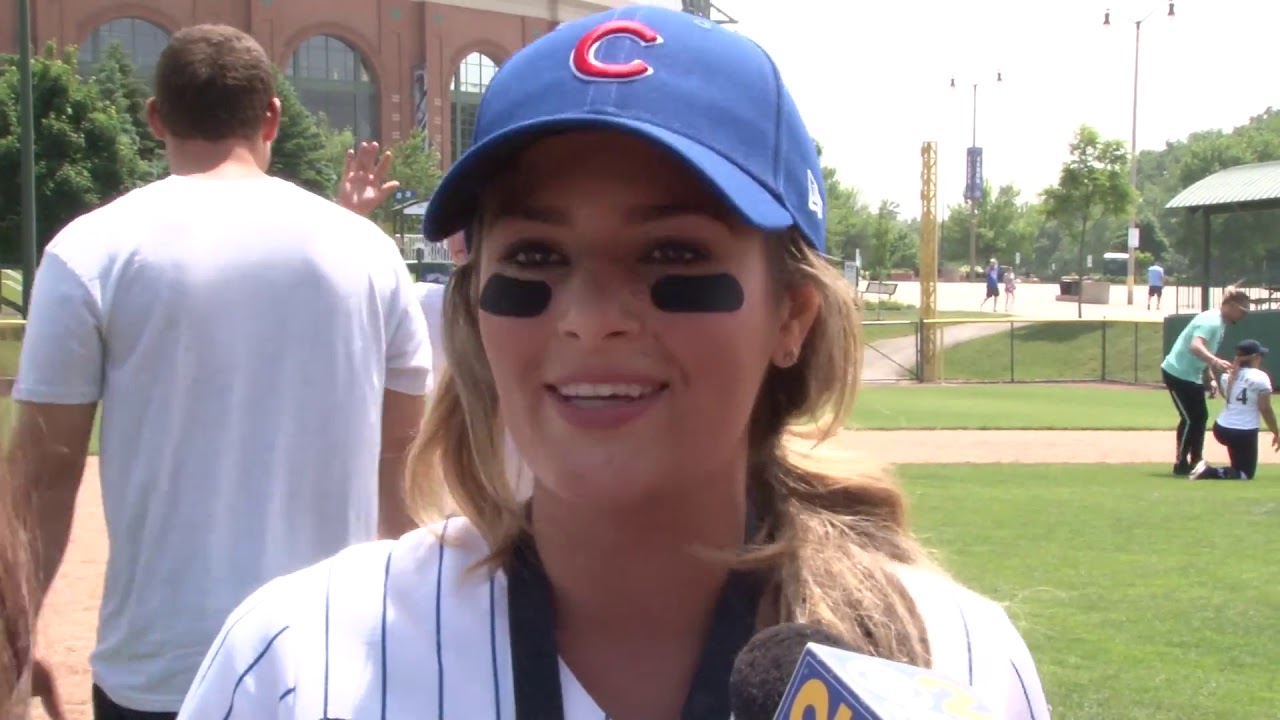 Cubs' wives play Brewers' wives in charity softball game - YouTube