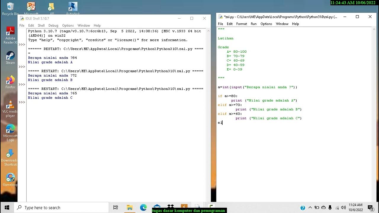 ELIF ELSE (Cara membuat grade nilai) - YouTube