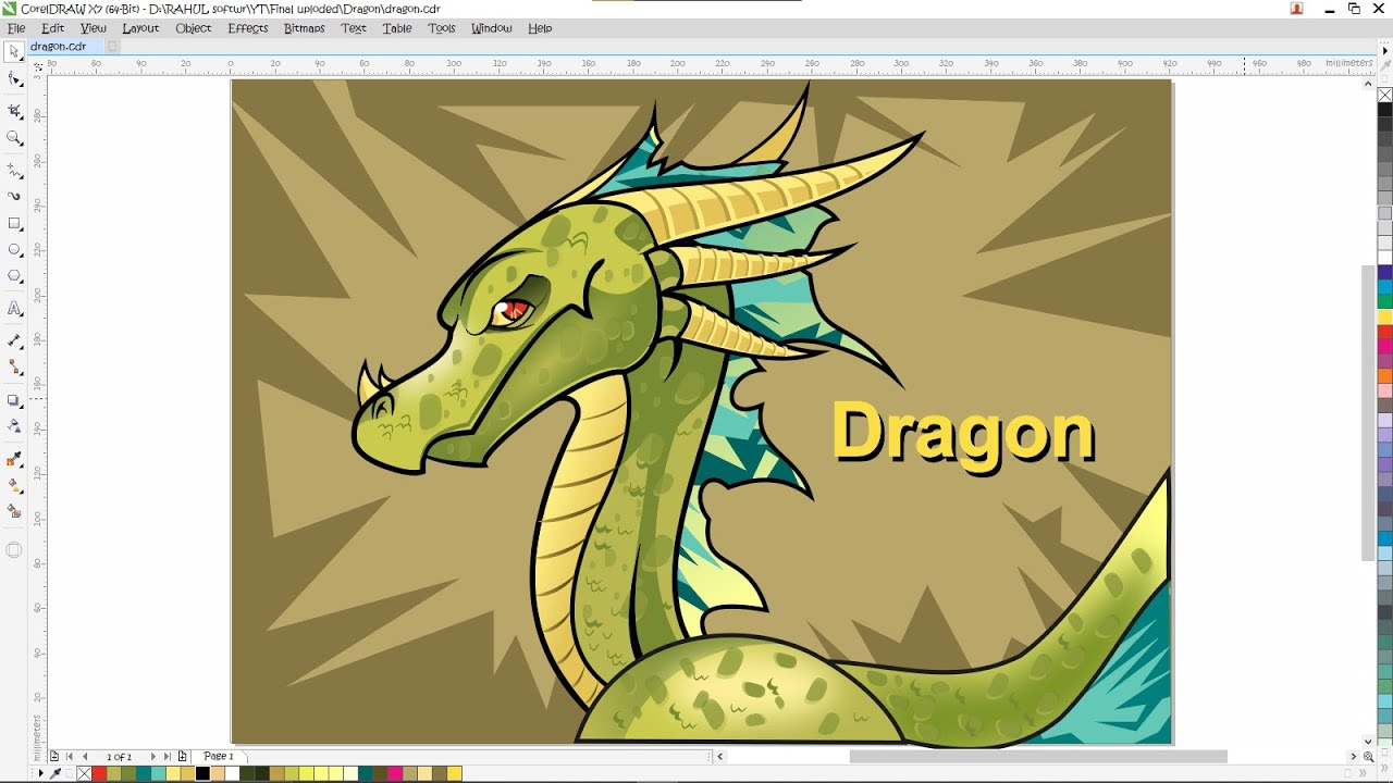 Creat Dragon Using Corel Draw | Dragon Cartoon | बिना ट्रैस किए बनाएं ...