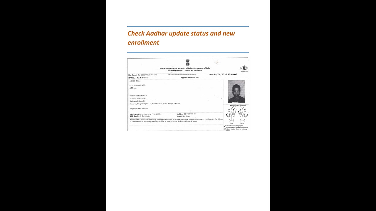 How To Check Aadhar Update Status 2022 Online Teck Youtube