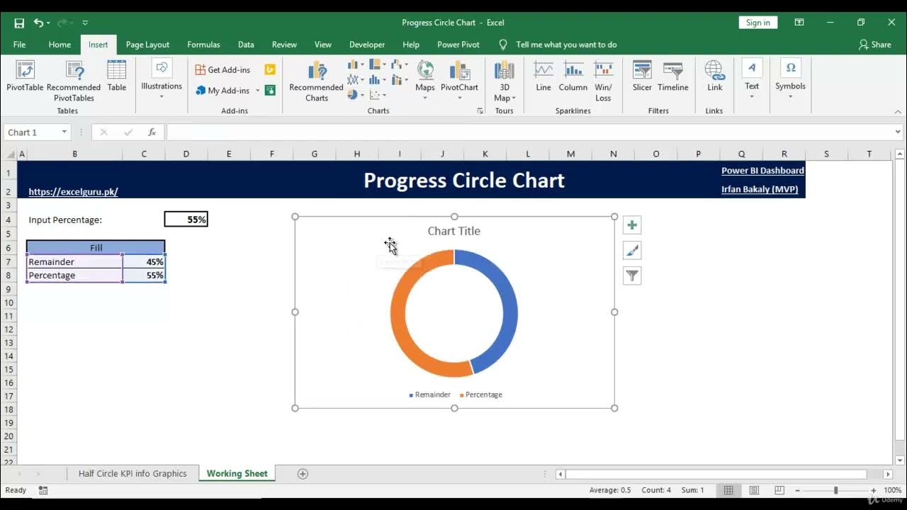 Progress circle chart - YouTube