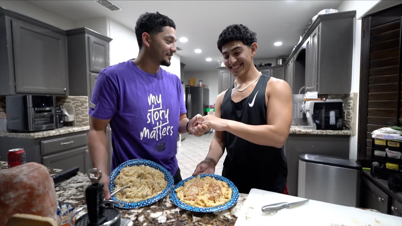 COOK OFF vs My LIL BRO - Chicken Alfredo Edition - YouTube