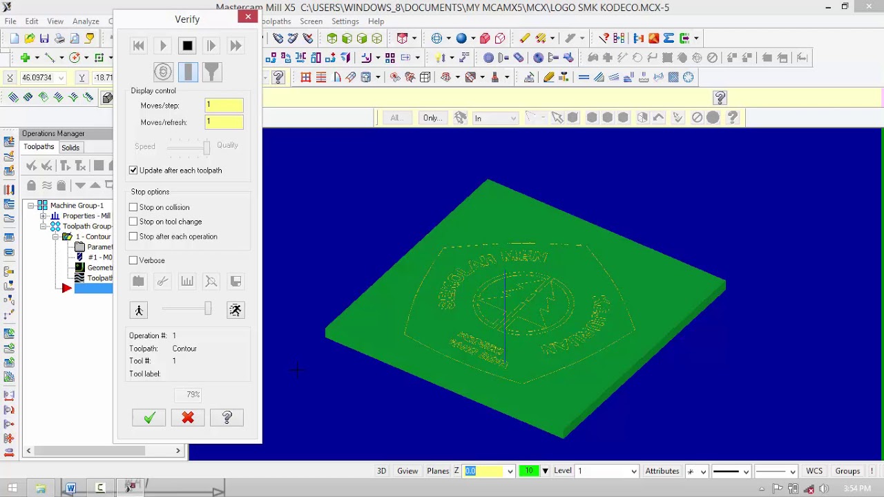 MasterCAM Membuat Logo SMK Kodeco - YouTube