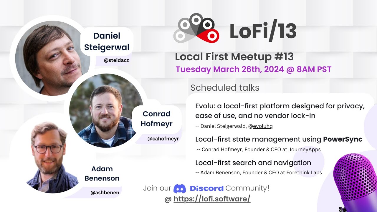 Lofi/13 (Local-First) Meetup #13 -- Tuesday March 26th at 11AM EST - YouTube