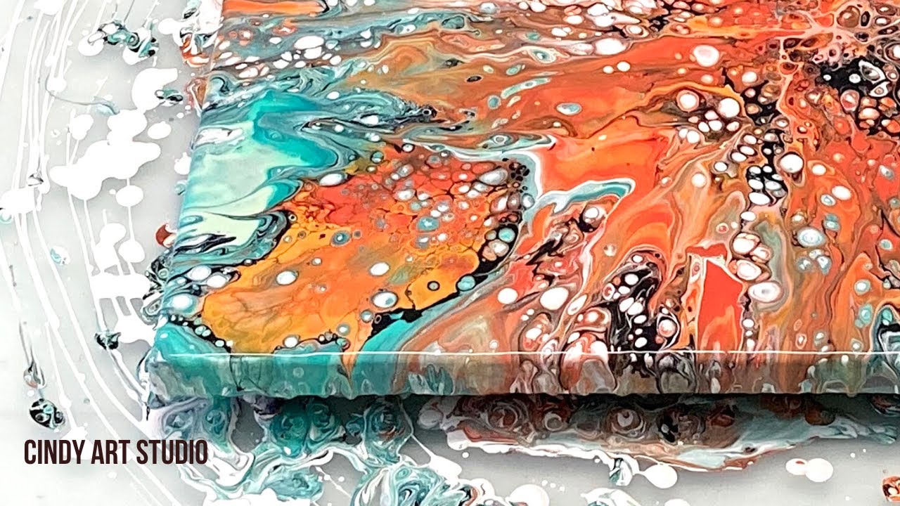 Pebble cells acrylic pouring. Beautiful dutch pour with Satin Enamel ...