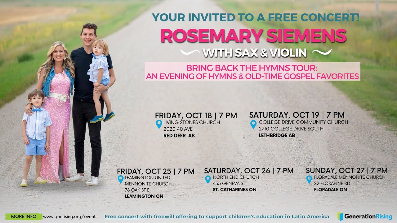 You are Invited! Bring Back The Hymns Tour w/ Rosemary Siemens - YouTube