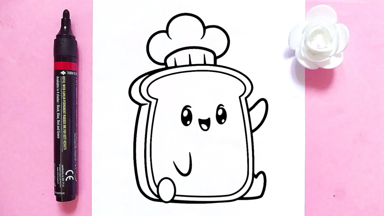 How to draw a Cute Bread 🍞 easily for kids / step by step lesson - YouTube
