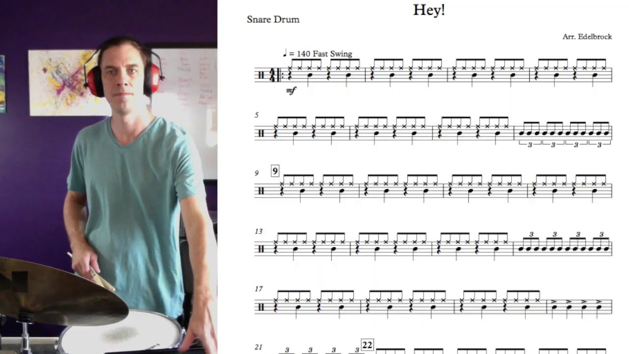 "Hey Song" On Snare Drum For Middle School Drum Line/Percussion - YouTube