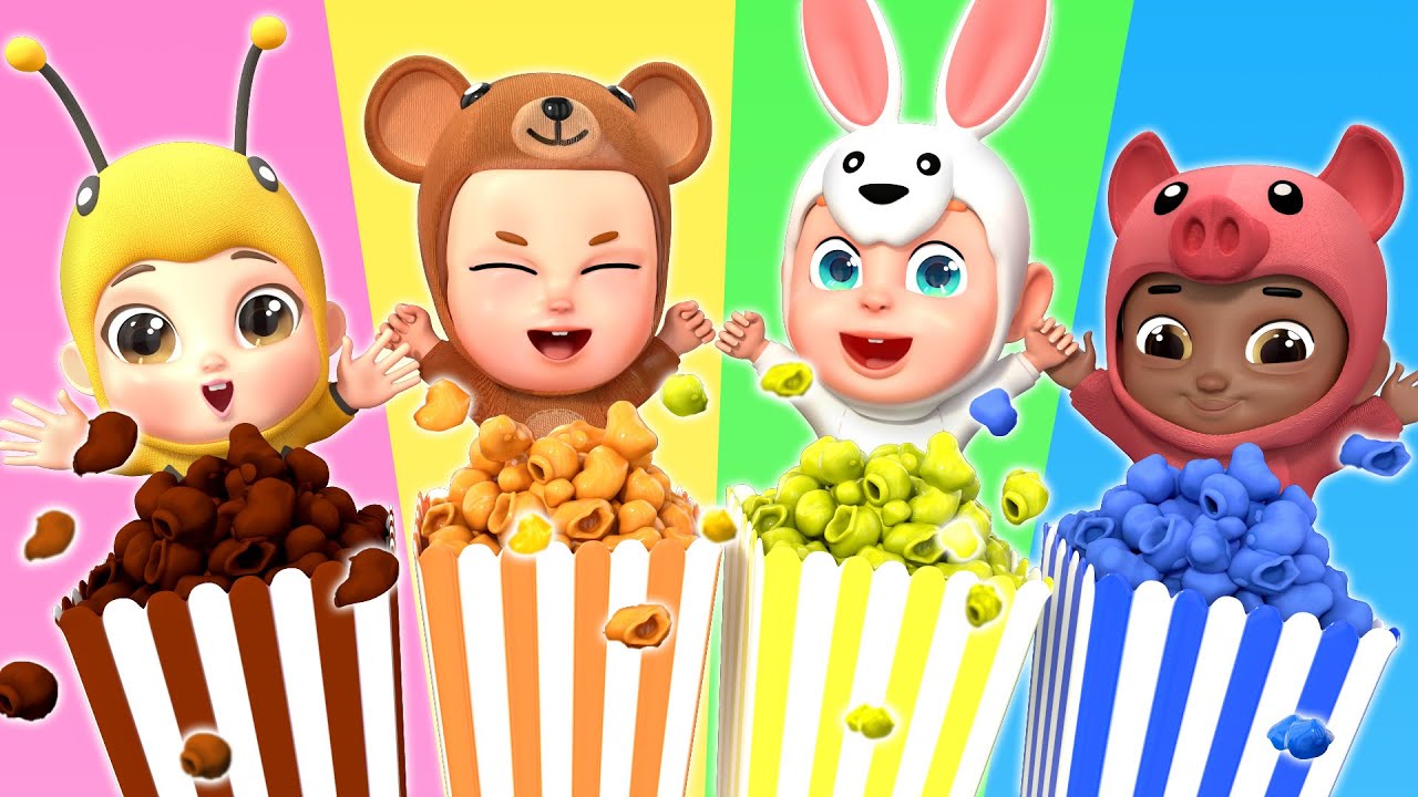 Learn Color Popcorn Song | Colorful Animals Fun | Rosoo Kindergarten ...