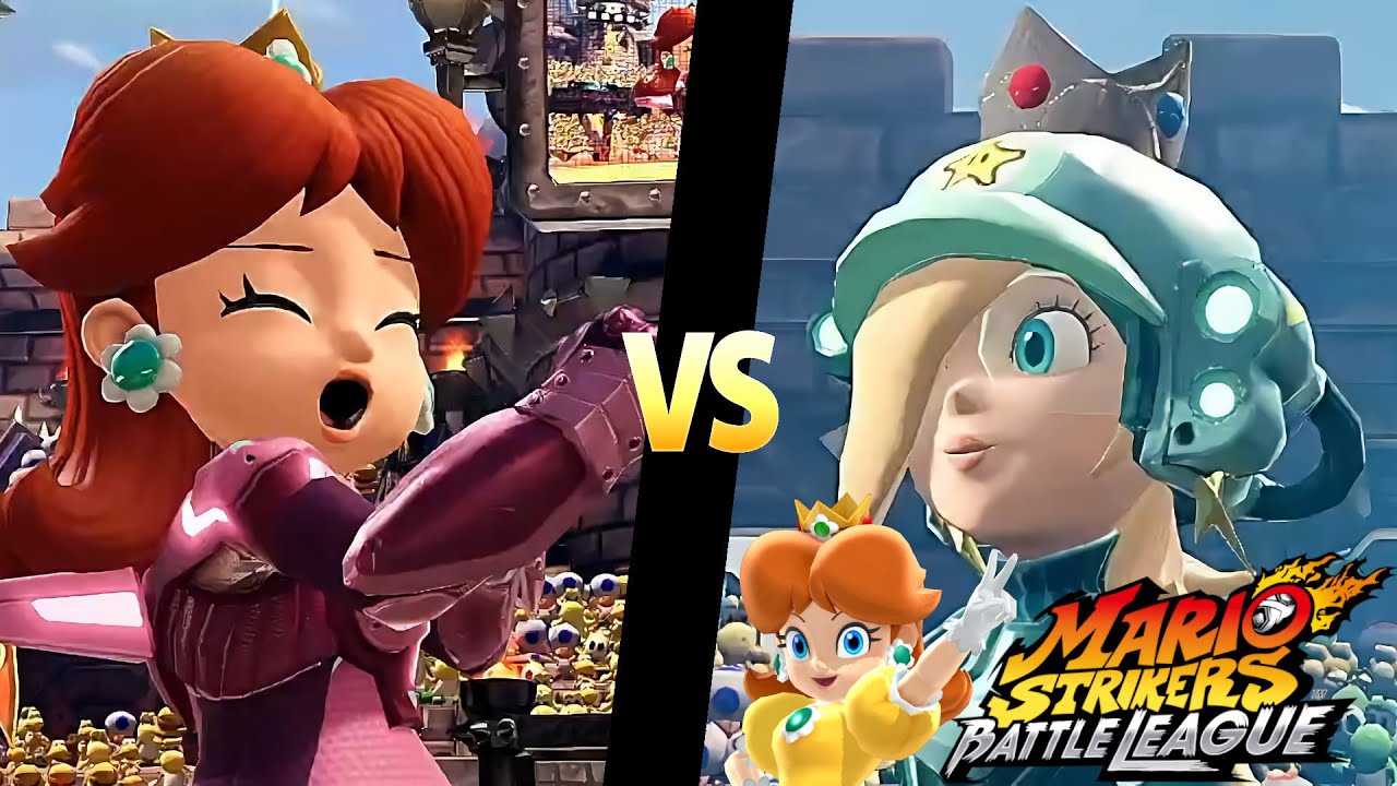 Mario Strikers Battle League Team Daisy vs Team Rosalina in Lava Castle ...