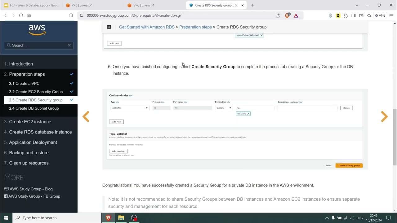 Module 06-Lab05-2.3 - Create RDS Security group - YouTube