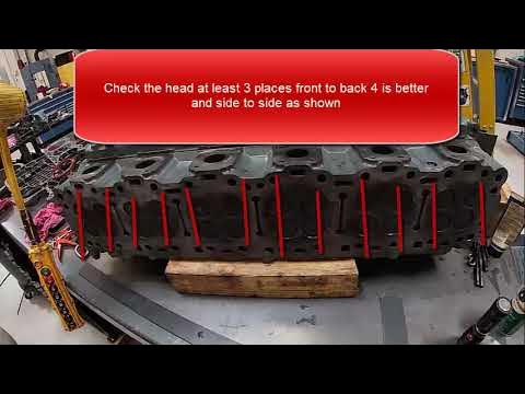 Checking 60 Series Detroit Diesel Cylinder head flatness - YouTube