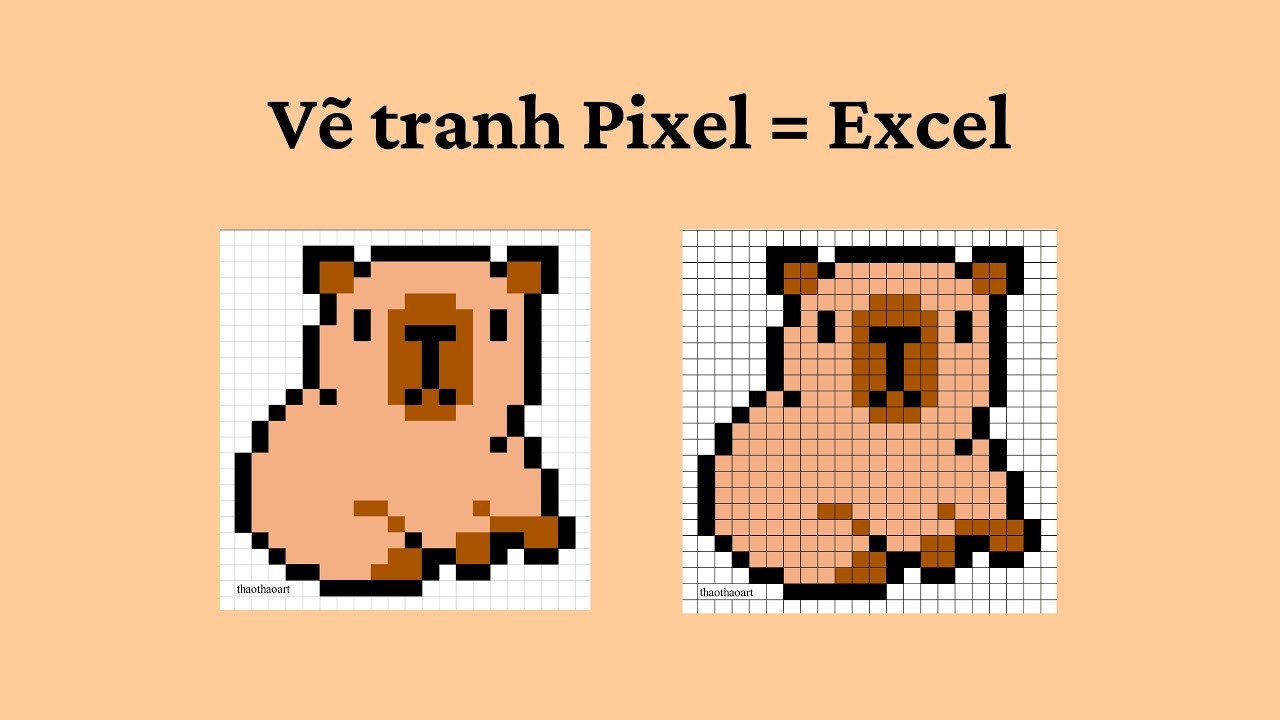 Draw Cute Capypara Pixels Simple In Excel | ThaoThao Art - YouTube