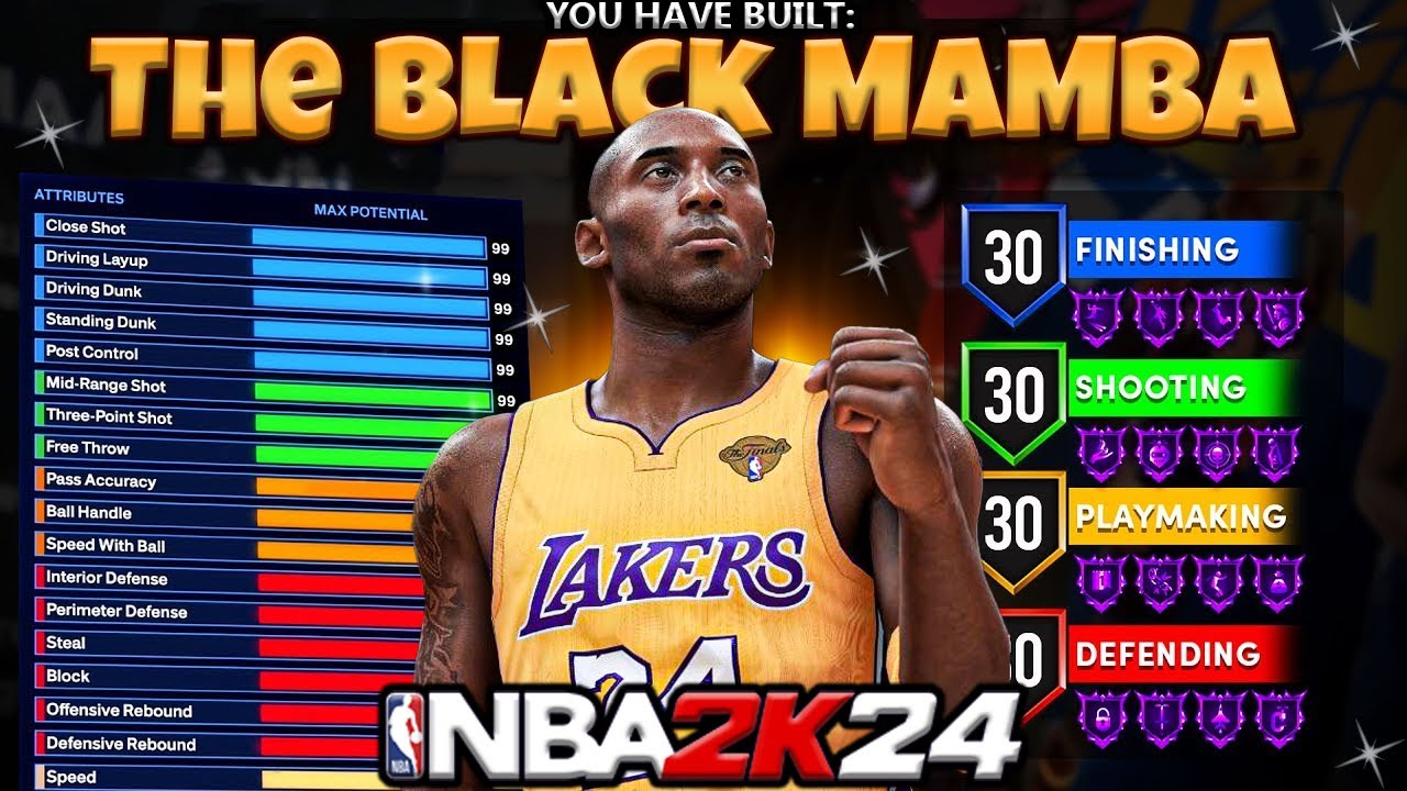 NBA 2K24 BEST KOBE BRYANT BUILD - BEST BUILD IN 2K24 6'6 META DEMIGOD ...