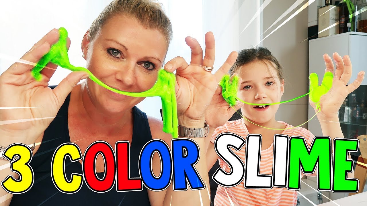 BRO vs. SIS - 3 COLORS OF GLUE SLIME CHALLENGE - Glitter Kleber Schleim ...