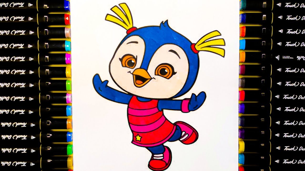 Coloring "Penny Penguin" Character in the Top Wing Animation - YouTube
