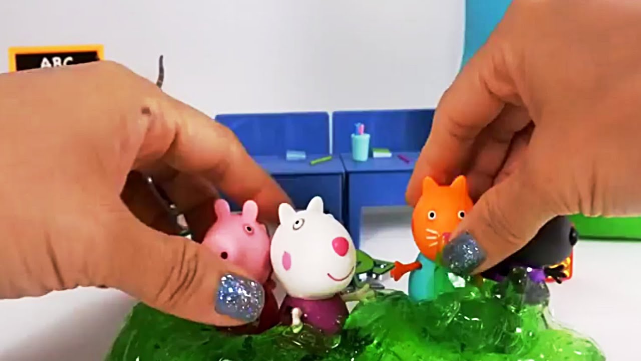 Mystery Surprise Eggs Squishy Slime Fun Peppa Pig Muddy Puddle_киндер ...