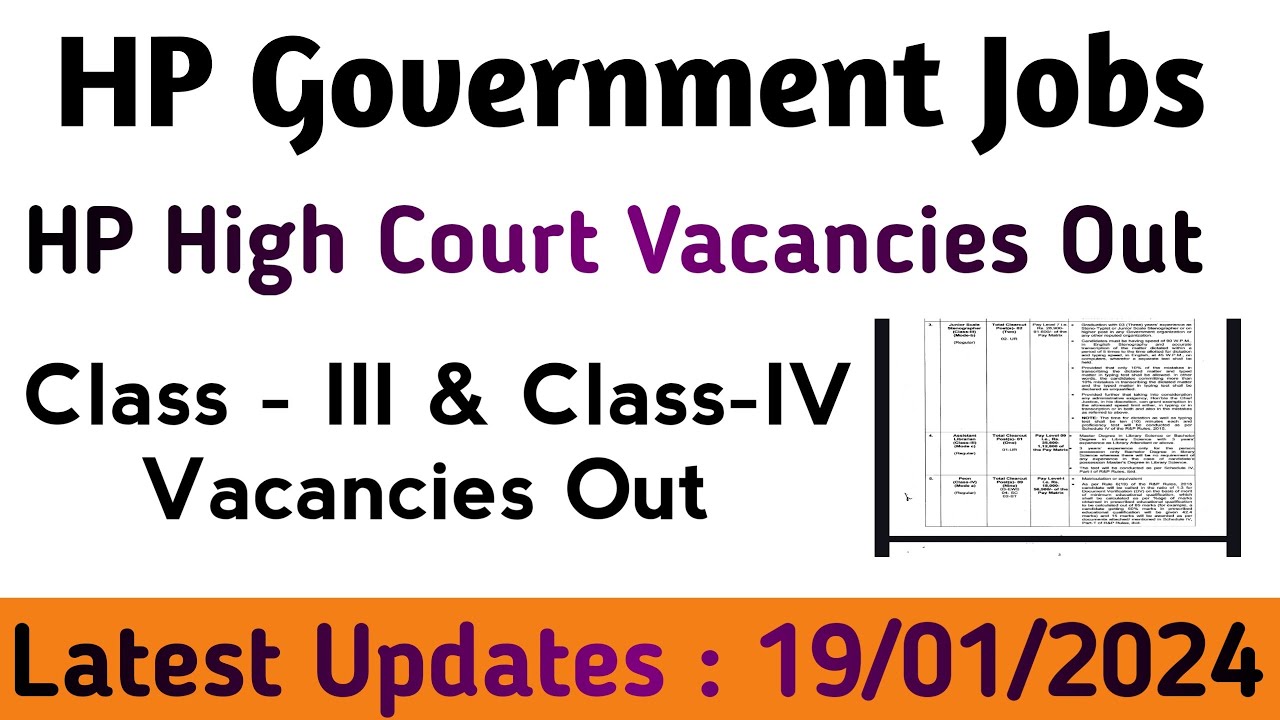 HP Government Jobs 2024 | Hp High Court Regular Basis Vacancies Out ...