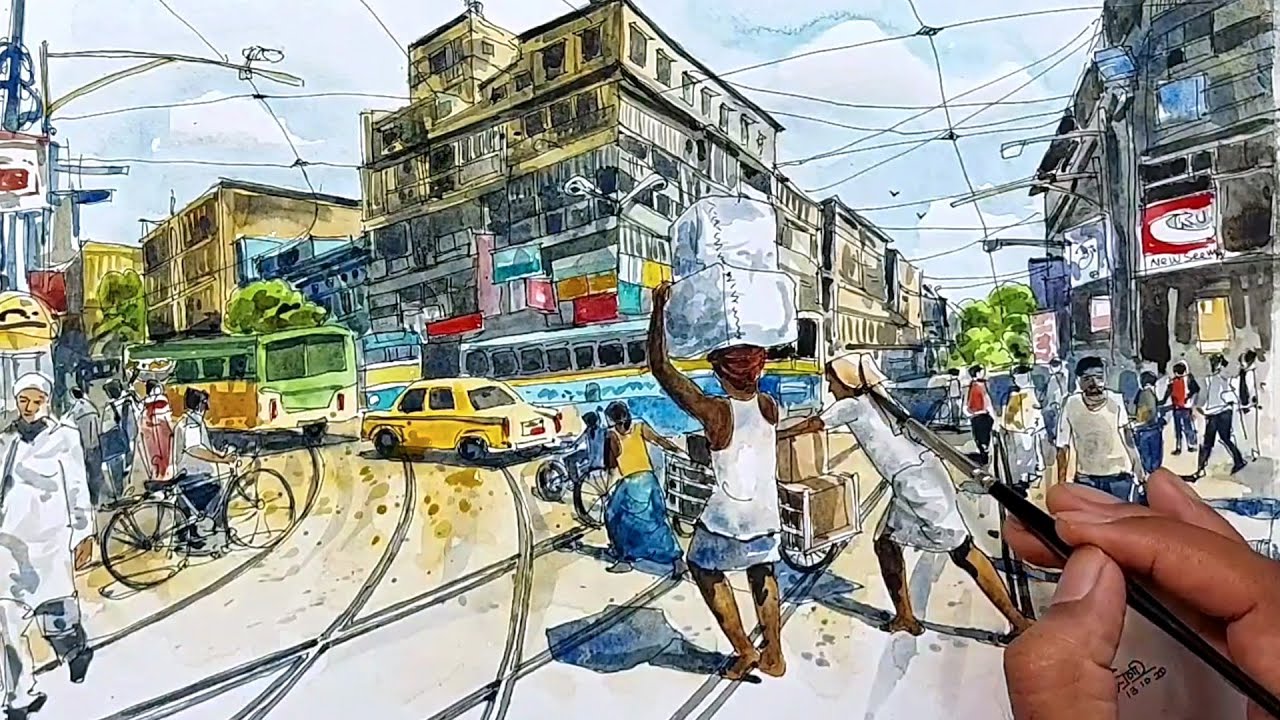 Busy Street Sketch