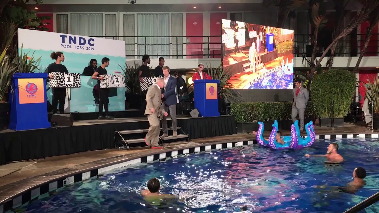 Gary Cohen Takes the Plunge at the 2019 TNDC Pool Toss! - YouTube