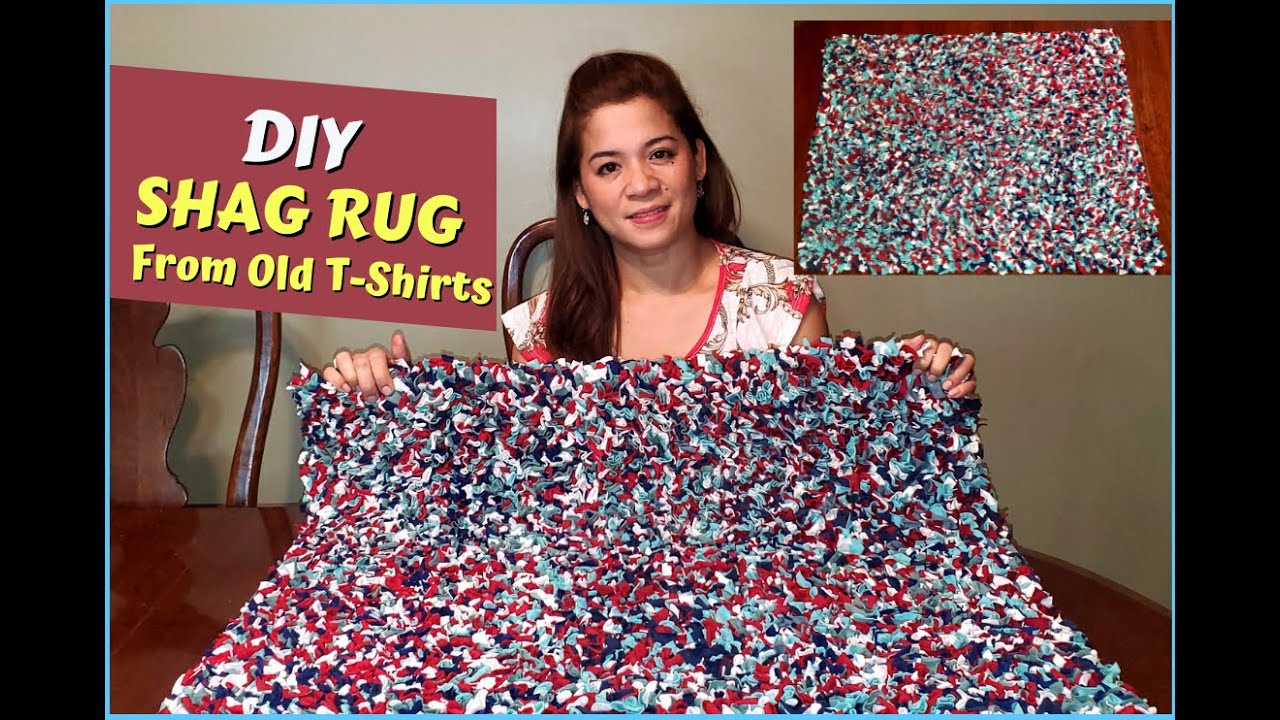 DIY HOW TO MAKE SHAG RUG FROM OLD T-SHIRTS TUTORIAL (No Sewing) - YouTube