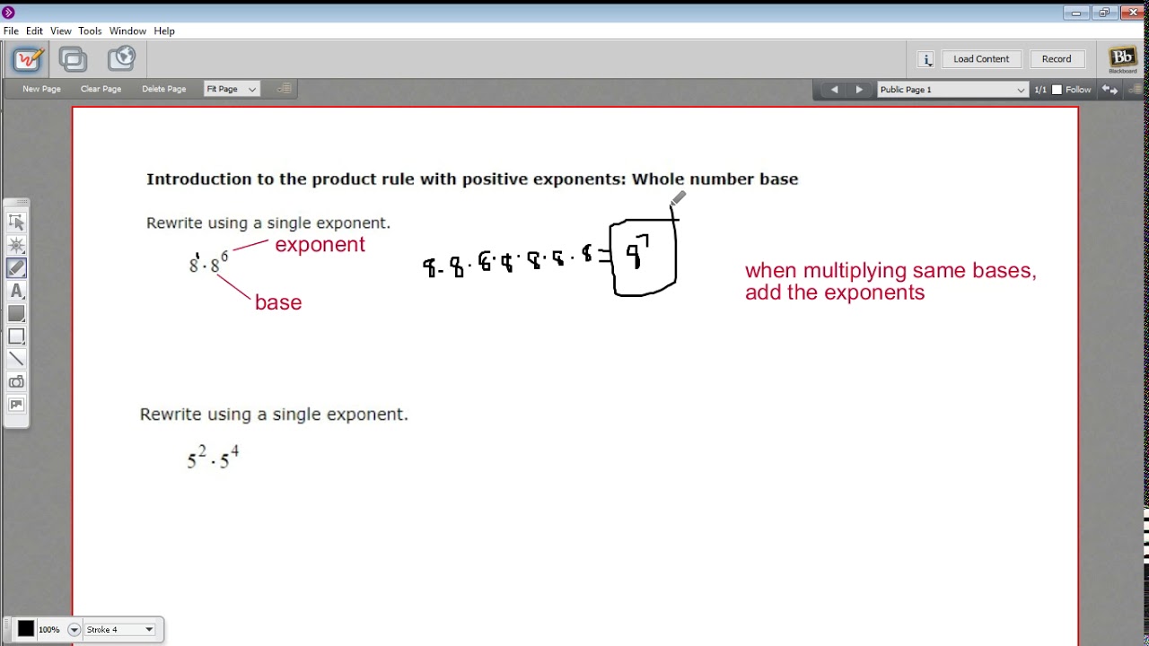 Introduction to the product rule with positive exponents - whole number ...