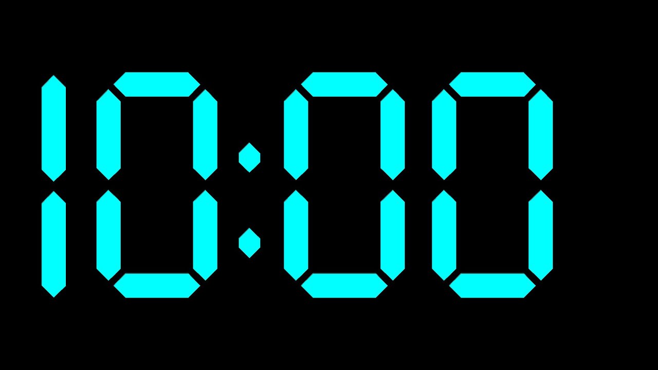 Digital Clock Timer - Cyan - 10 minutes - YouTube