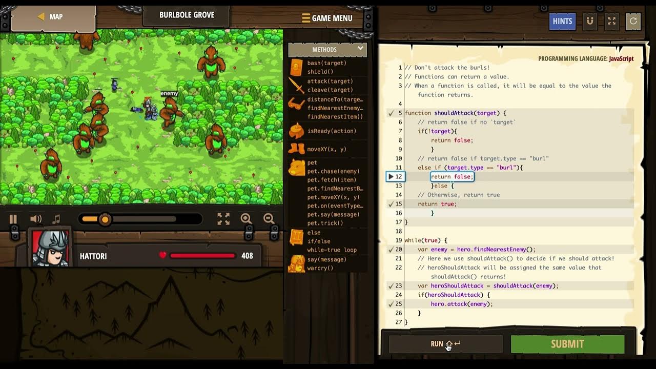 CodeCombat - Burlbole Grove - JavaScript - YouTube