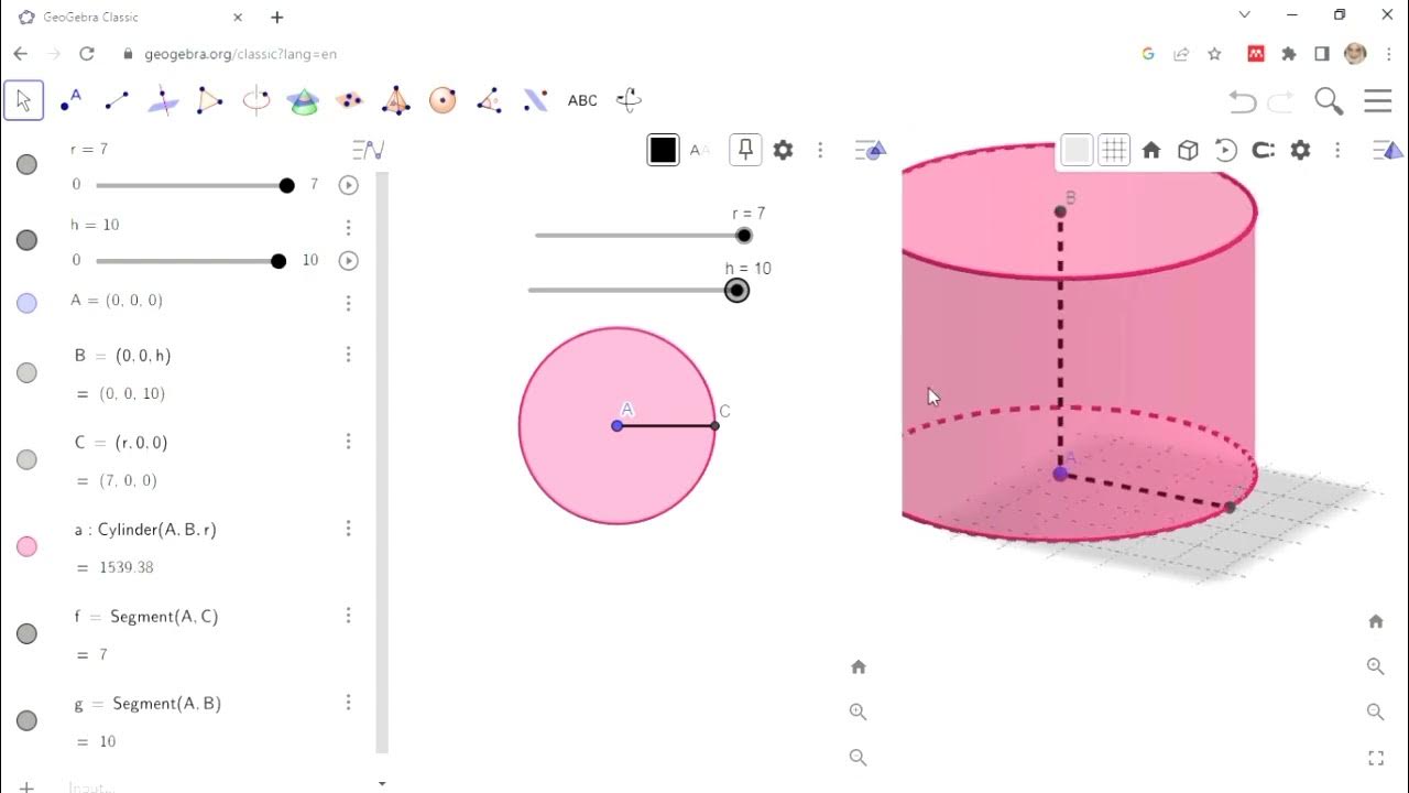 MEDIA PEMBELAJARAN BANGUN RUANG SISI LENGKUNG DENGAN BANTUAN GEOGEBRA (TABUNG) - YouTube