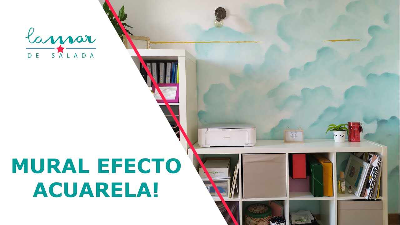 Mural de nubes efecto acuarela // Watercolor effect clouds wall ...
