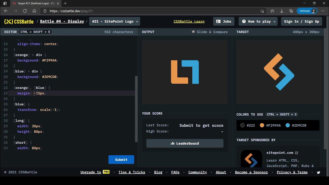 CSS Battle Target #21 | SitePoint Logo| All cssbattle.dev solutions - YouTube