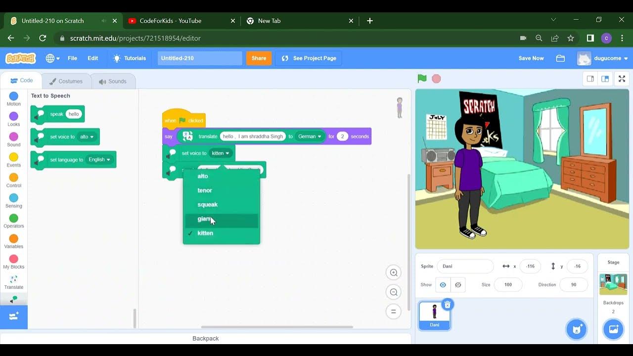 Scratch Tutorial || how to translate language in scratch || Scratch ...