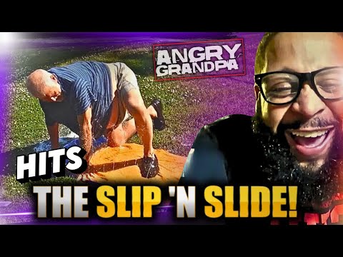GRANDPA HITS THE SLIP 'N SLIDE! | REACTION !!! - YouTube