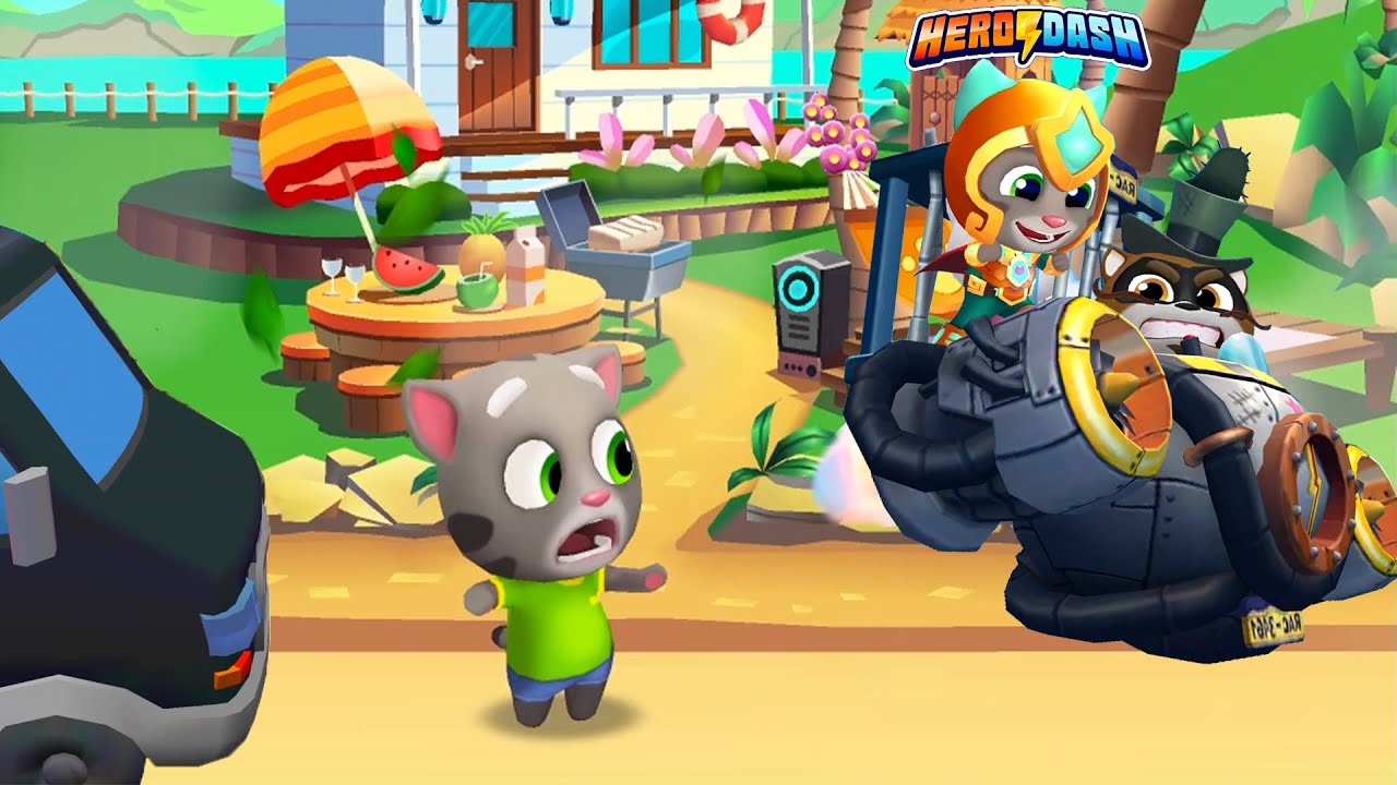 Talking Tom Hero Dash - Hero Tom Saving Angela 🆚 Talking Tom Gold Run ...